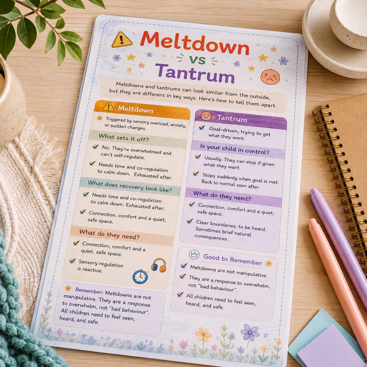 Meltdown Vs Tantrum Poster | Autism Visual Support Printable | SEN ...