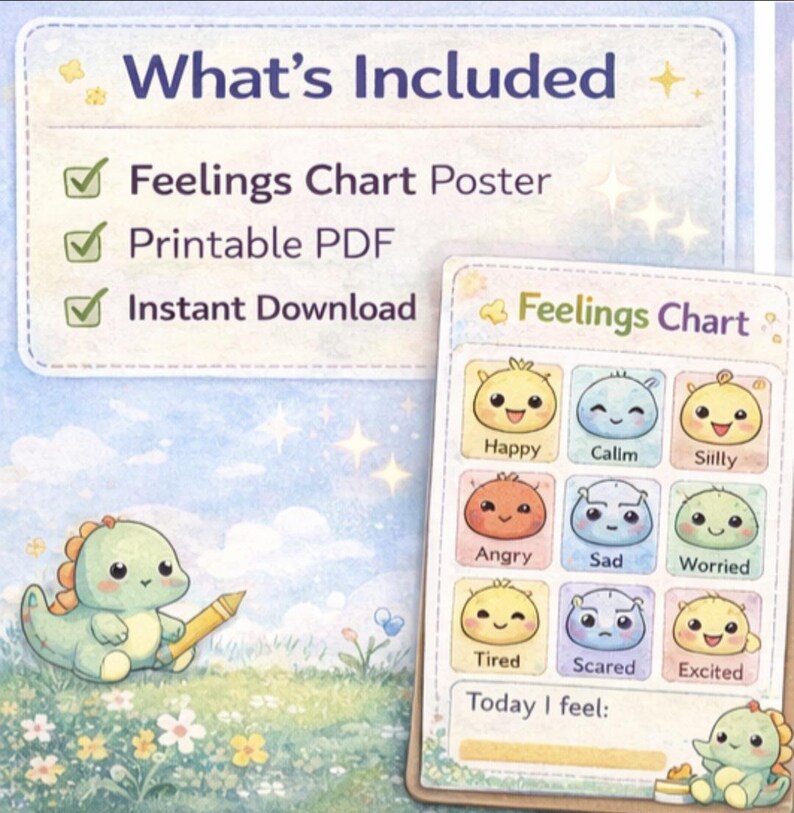 Feelings Chart Printable | Emotions Chart for Kids | Autism Visual ...