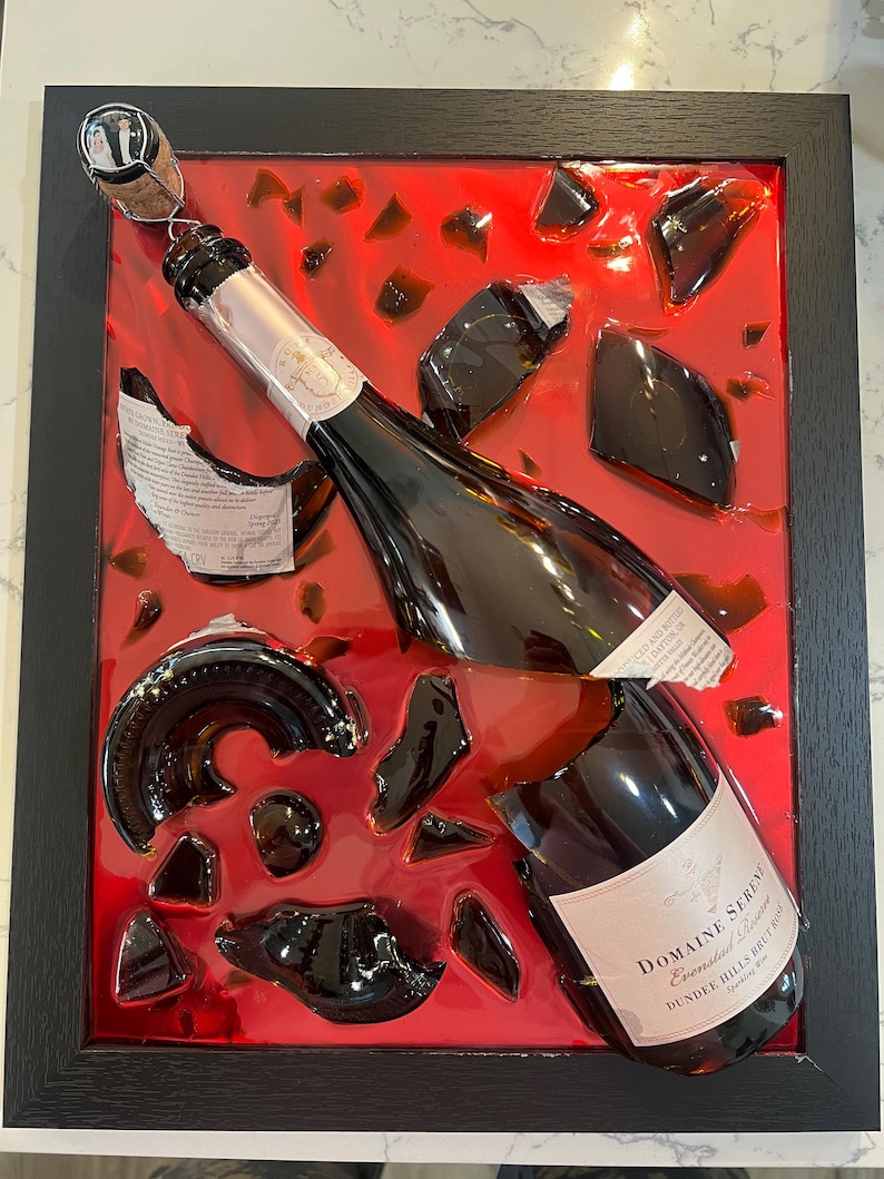 Shattered Cuvée Wine Bottle Wall Framed Art - Etsy