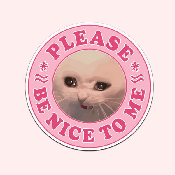 Crying Cat Stickers - Etsy