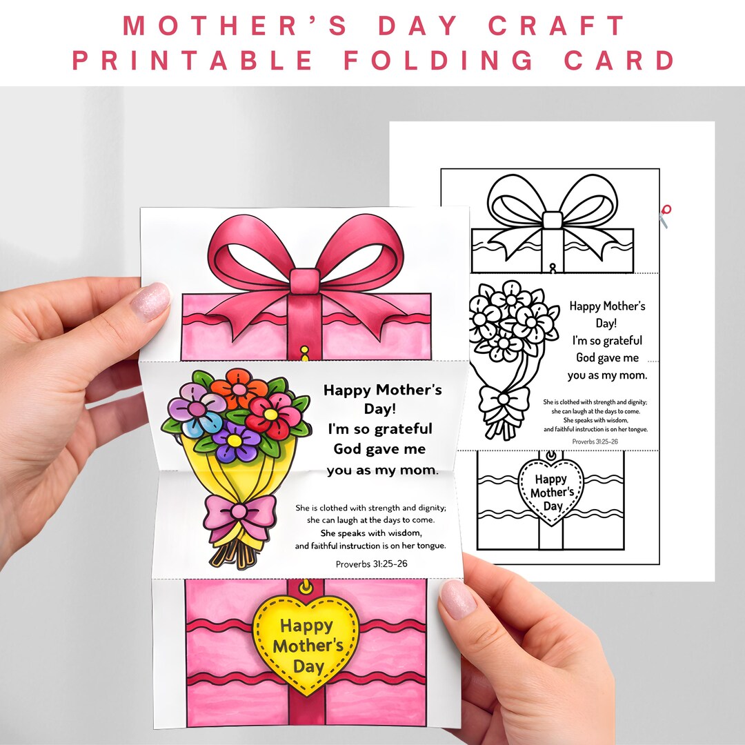 Mother's Day Bible Verse Card for Kids Printable Coloring Sunday School ...