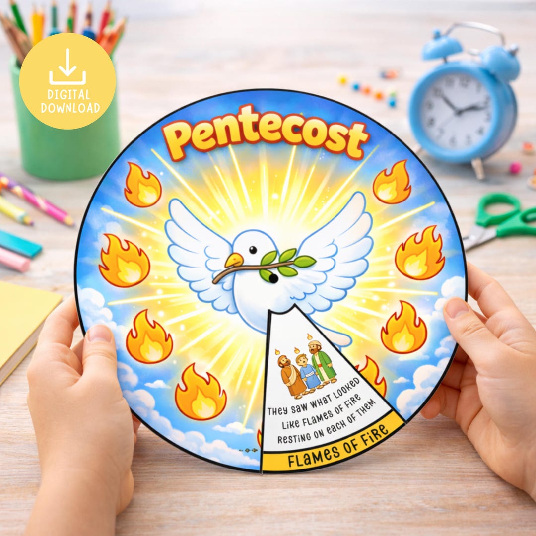 Pentecost Craft for Kids, Holy Spirit Spinner Wheel Printable, Acts 2 ...