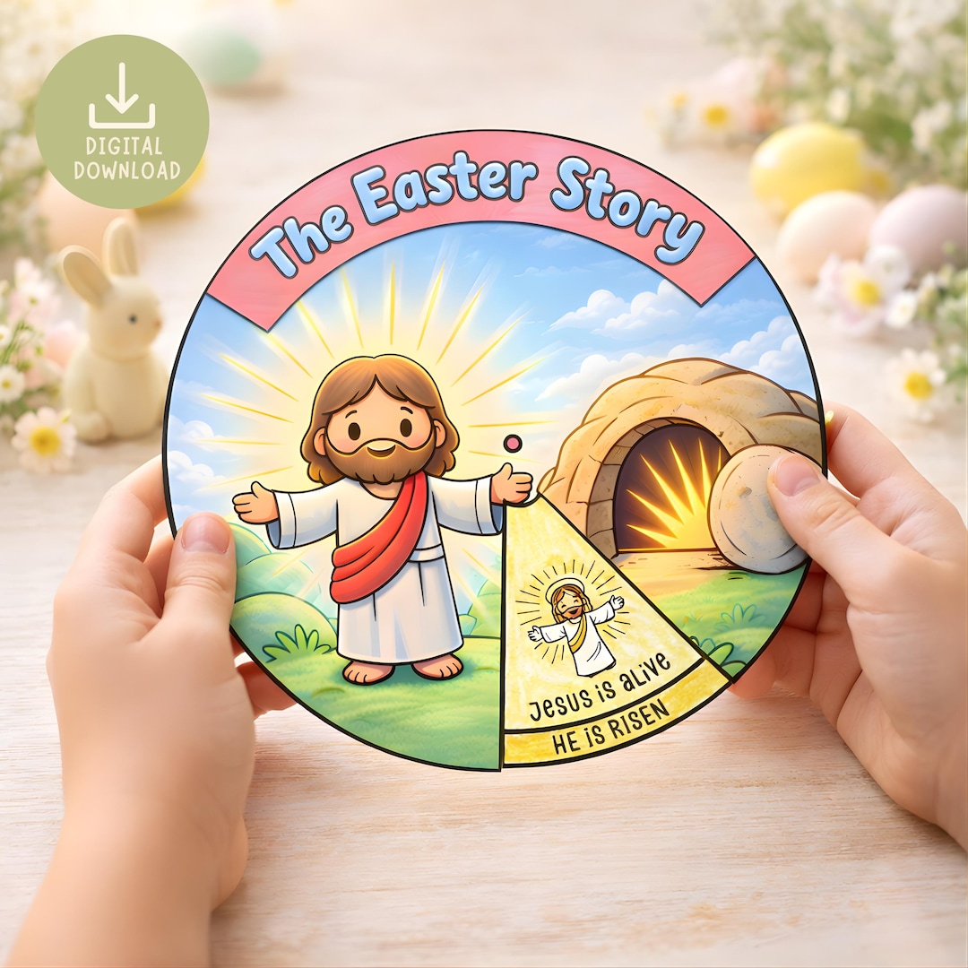 Easter Story Craft Wheel, Easter Bible Coloring Spinner Wheel, Holy ...