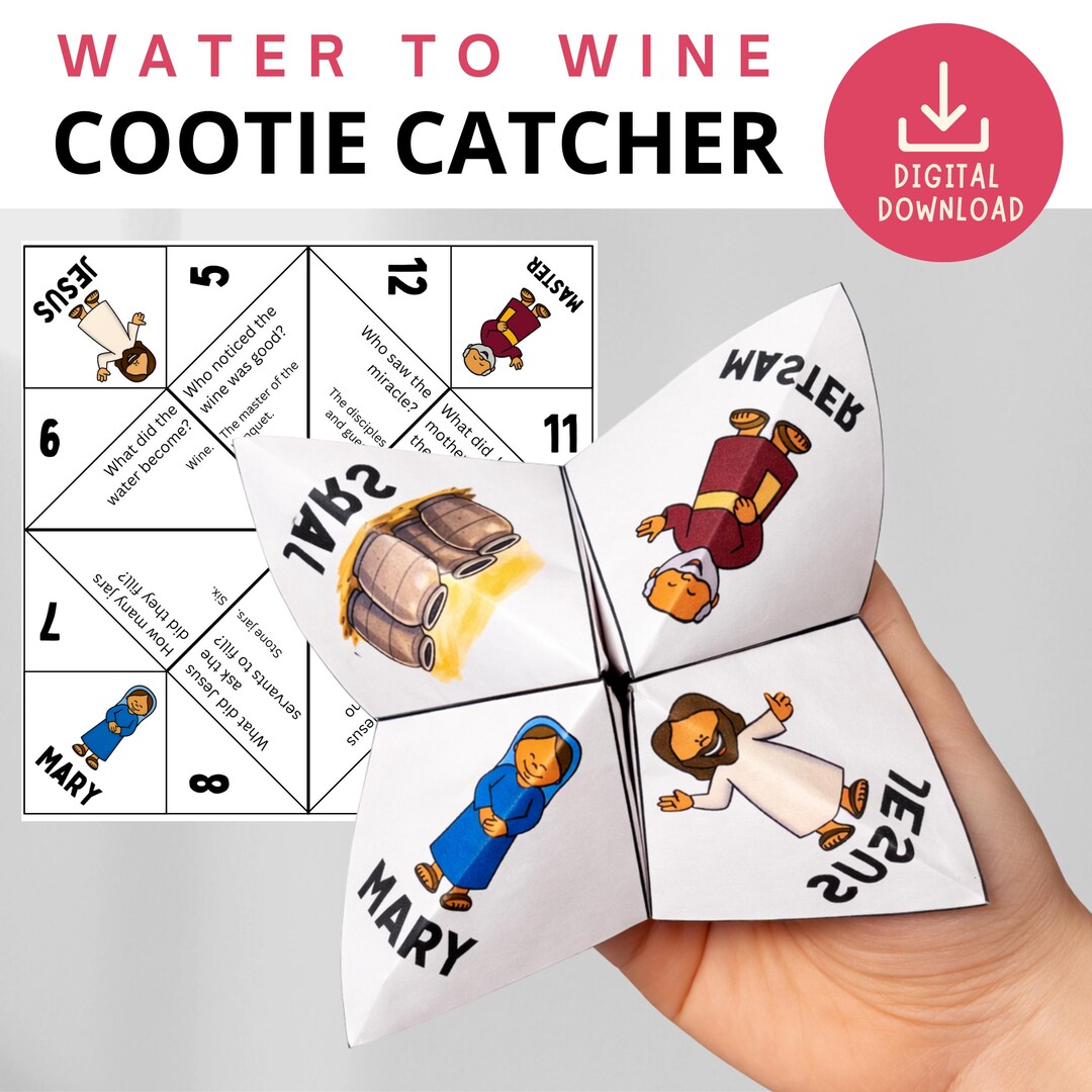Jesus Turns Water to Wine, Printable Cootie Catcher, Sunday School ...
