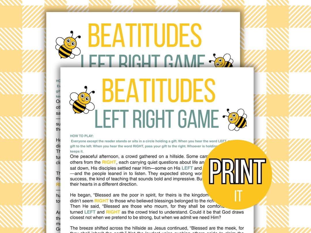 Beatitudes Left Right Game Printable | Sunday School Bible Game ...