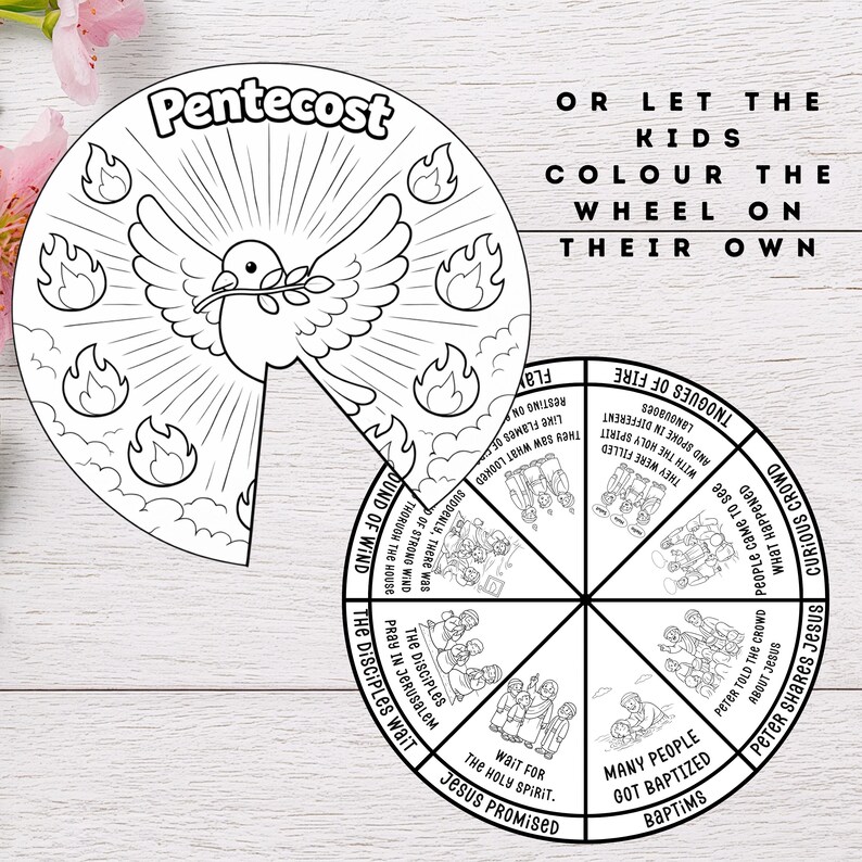 Pentecost Craft for Kids, Holy Spirit Spinner Wheel Printable, Acts 2 ...