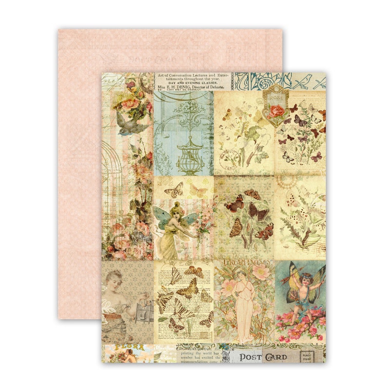 Printable Vintage Butterfly Garden and Fairies Ephemera Scrapbook ...
