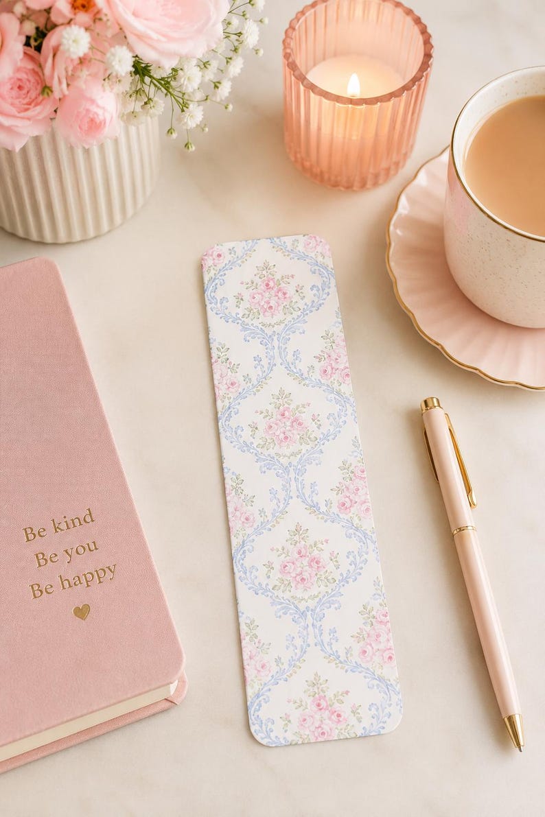 Vintage Floral Bookmark, Shabby Chic Reading Gift, Pastel Floral ...