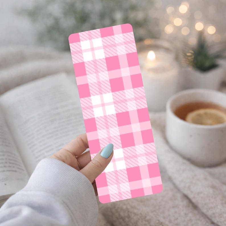 Pink Check Bookmark, Pink Bookmark, Plaid Bookmark - Etsy UK