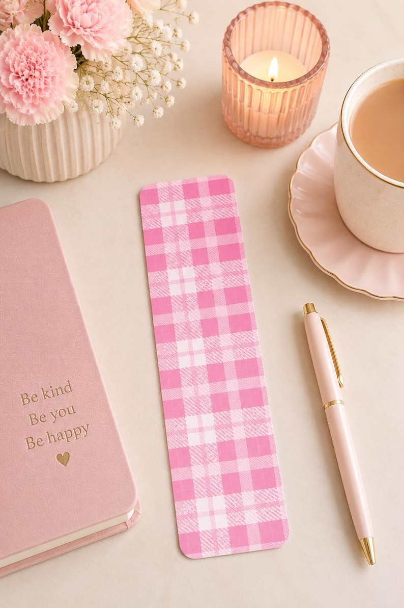 Pink Check Bookmark, Pink Bookmark, Plaid Bookmark - Etsy UK