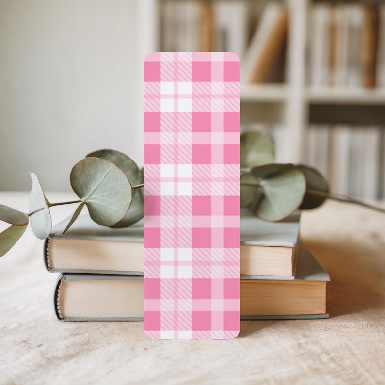 Pink Check Bookmark, Pink Bookmark, Plaid Bookmark - Etsy UK