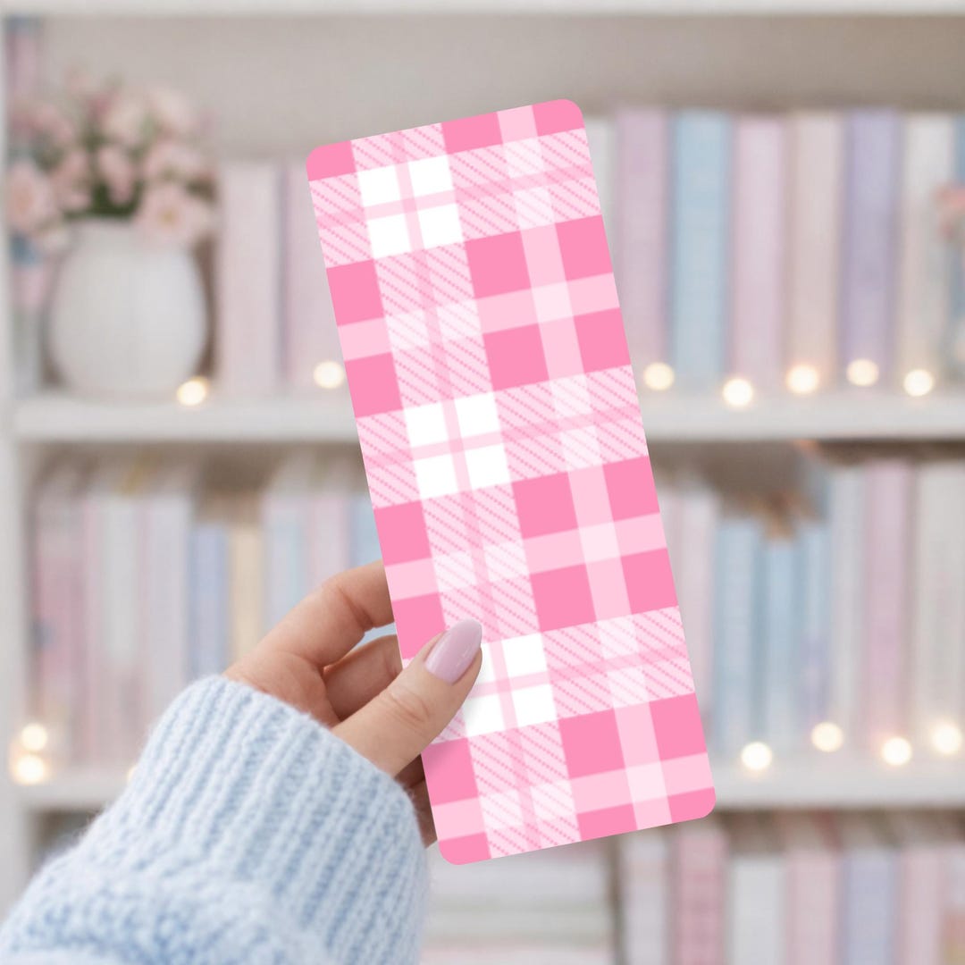 Pink Check Bookmark, Pink Bookmark, Plaid Bookmark - Etsy UK