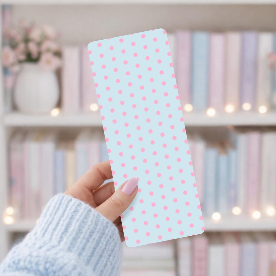 Pastel Blue & Pink Polka Dot Bookmark, Cute Bookmark, Polka Dot ...