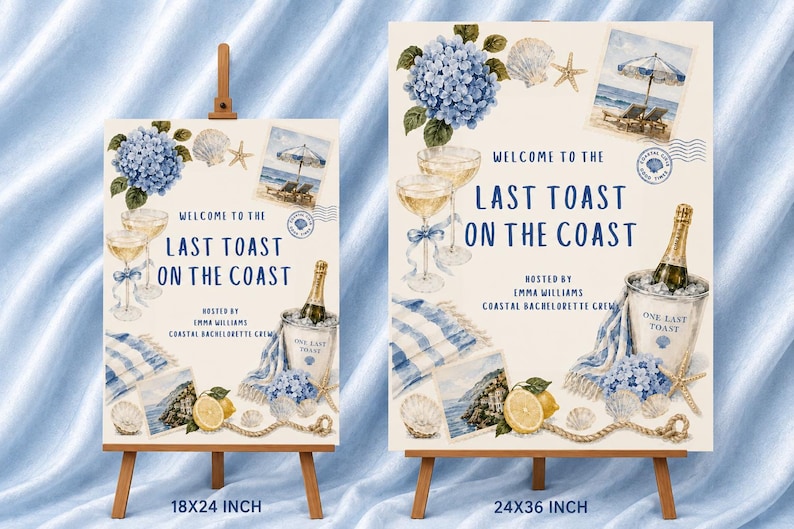 Coastal Beach Bachelorette Welcome Sign | Girls Trip Canva Template ...