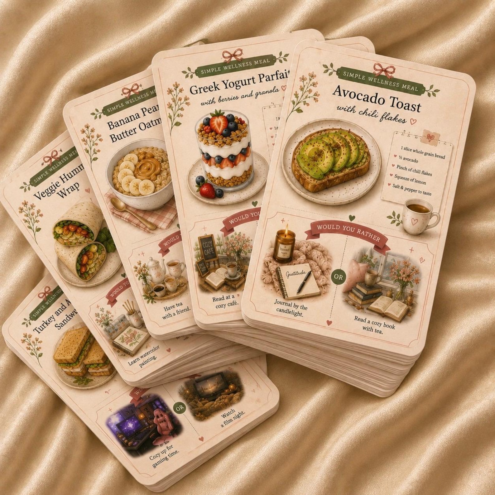 Cozy Activities Would You Rather Cards With Wellness Recipes (52 Cards ...