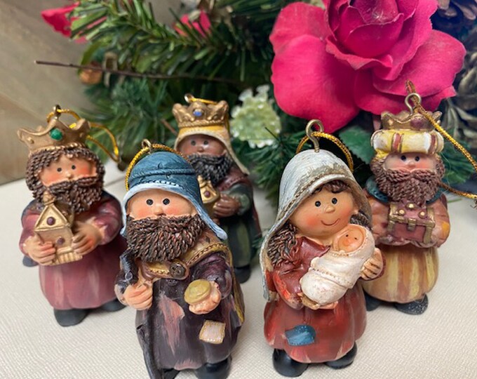 Whimsical Five Piece Holy Family Standing and Hanging Tree Ornaments - Etsy