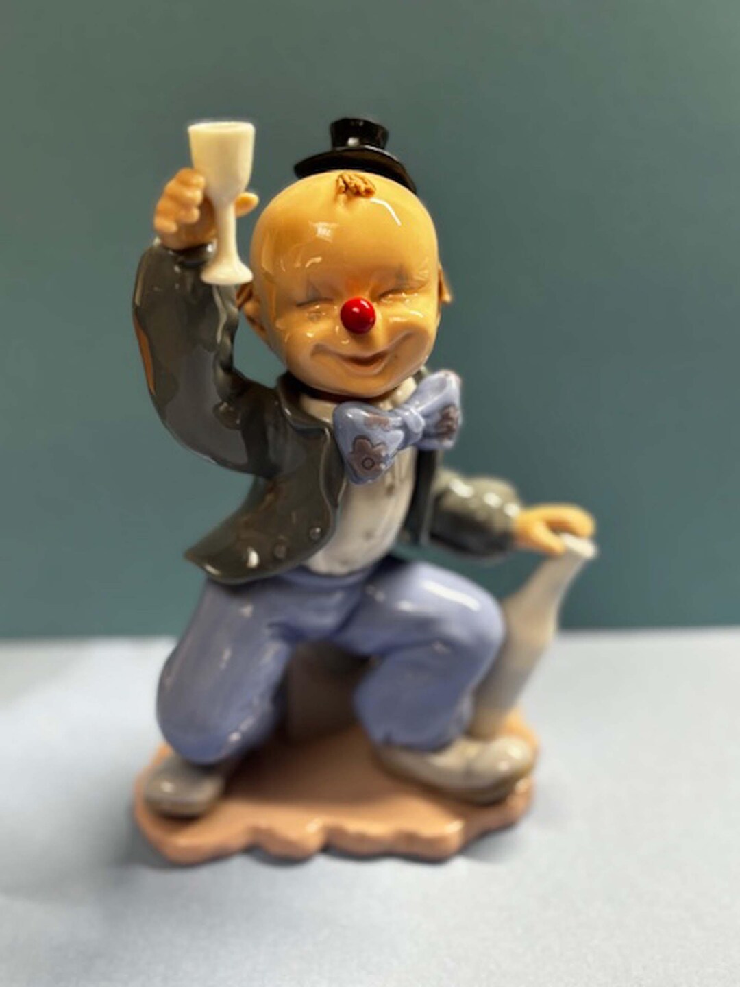 Collectable Whimsical Porcelain Clown With Champagne Bottle & Glass - Etsy