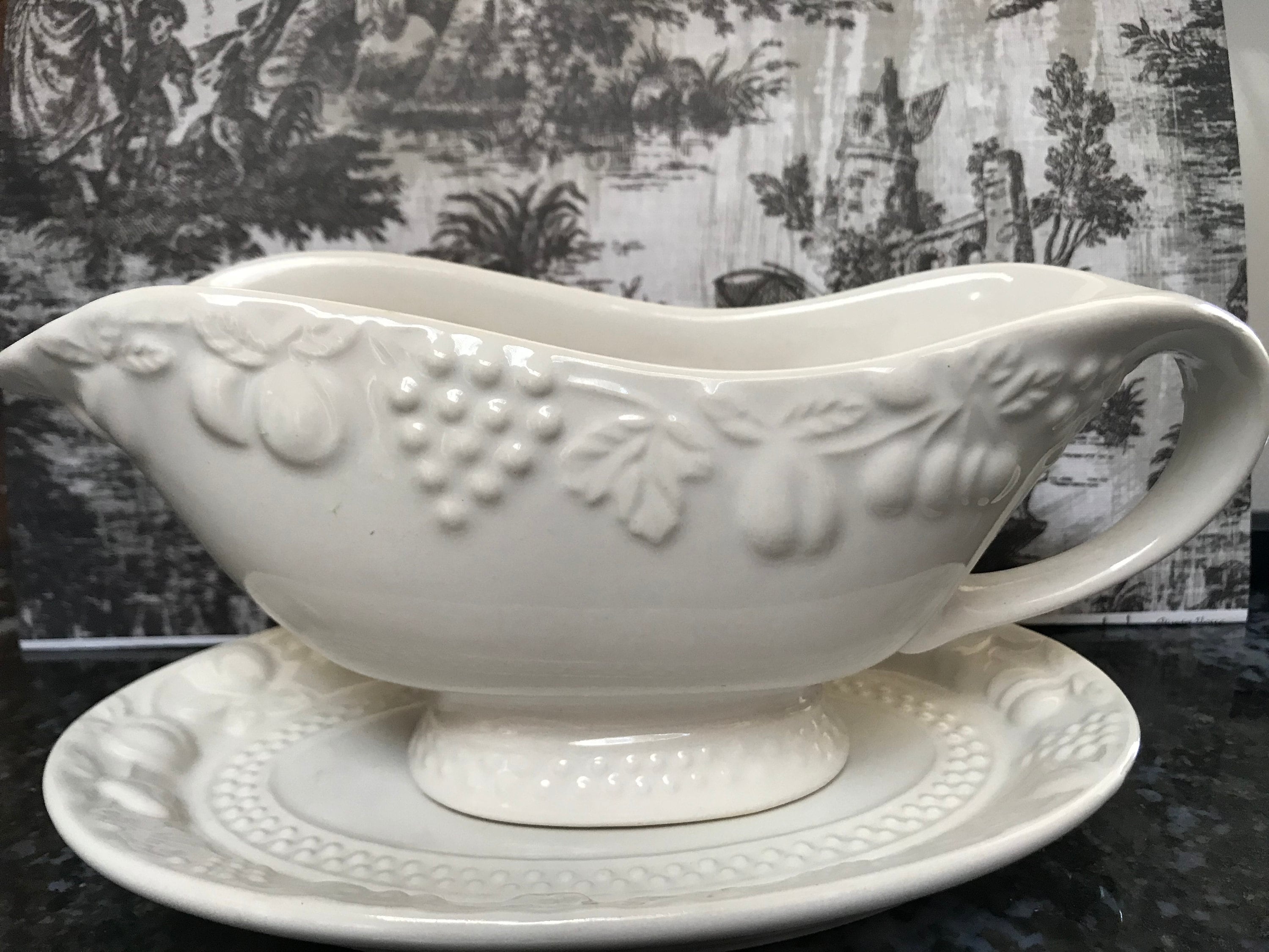 Sakura China White Majestic Gravy Bowl and Under Plate - Etsy