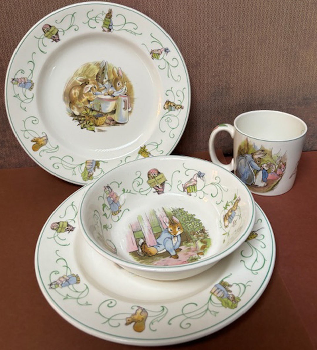 Beatrix Potter's Peter Rabbit Set of Child's Dishes, 1 Cup, 1 Bowl and ...