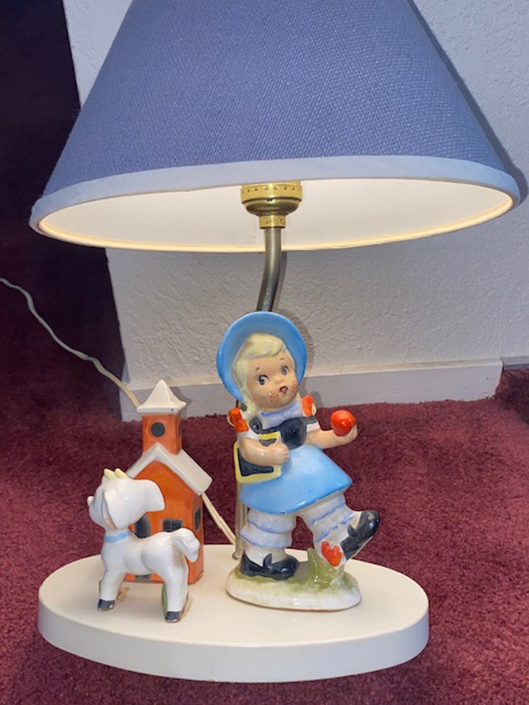 Vintage Dolly Toy Company Ceramic Lamp "mary Had A Little Lamb" 1950's ...
