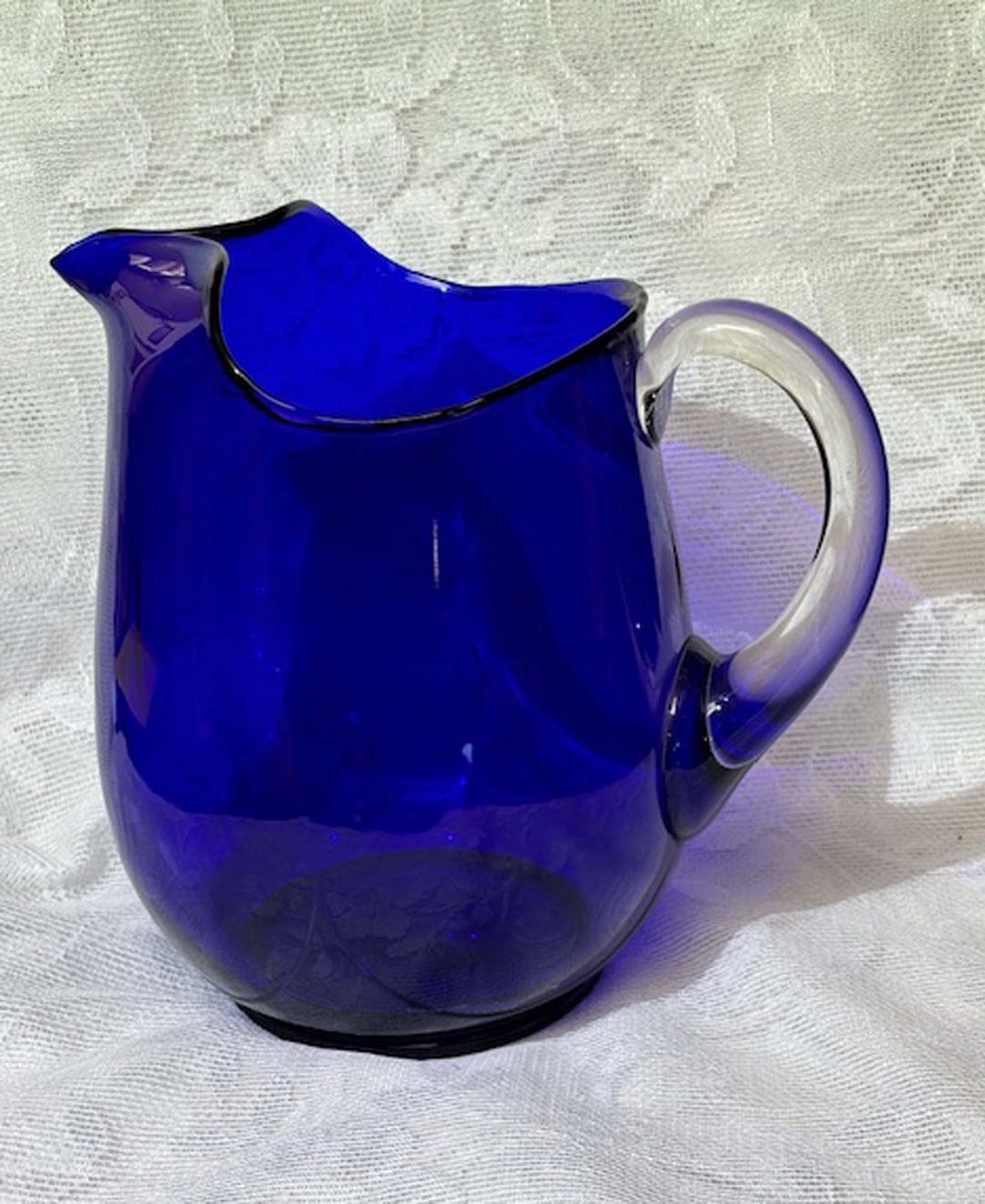 Vintage Deep Blue Elegance: the Cambridge Lip Pitcher Art Decor 1930 - Etsy
