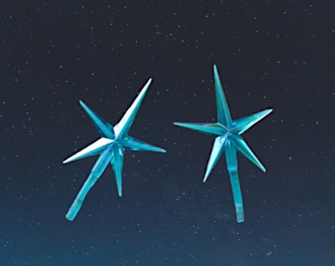 Turquoise/aqua Blue Star Tree Topper; Small 4" Tall MCM Retro Vintage ...