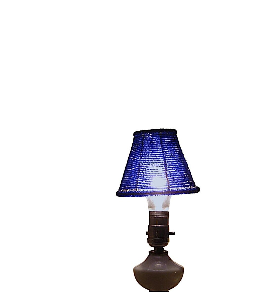 Cobalt Blue Bead Lamp Shade; Small, 4" Tall Atmospheric Boho Lighting ...