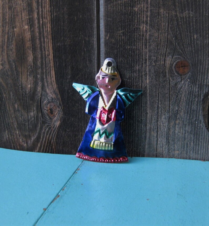 Pair of Mexican Tin Christmas Angel Ornaments Hand-punched - Etsy