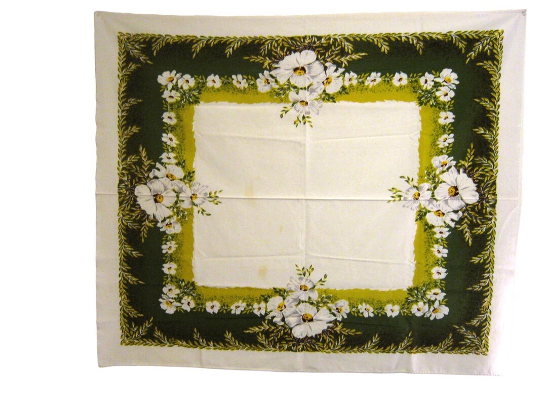 Ivy Green/chartreuse/white Floral California Handprints Tablecloth ...