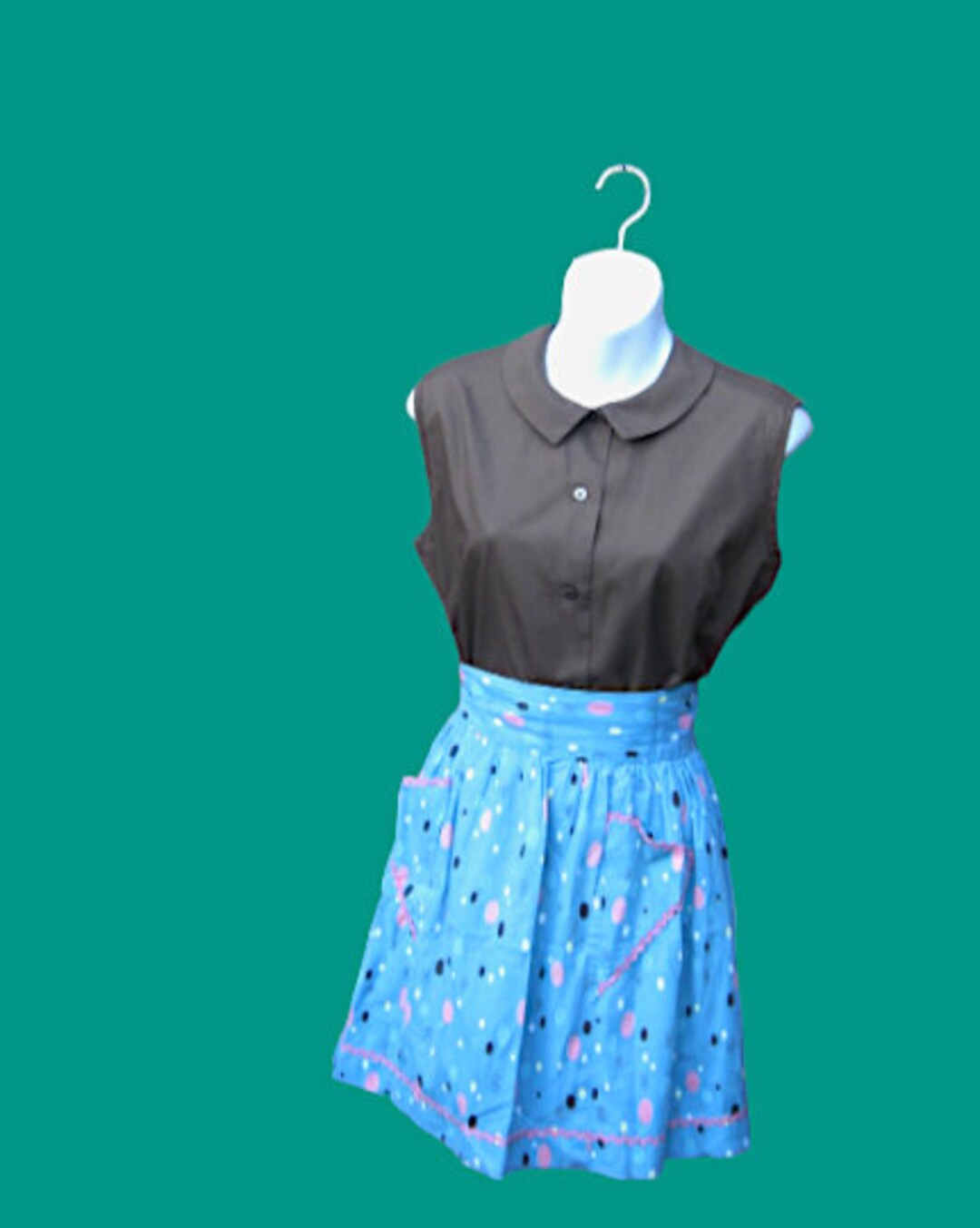 Dark Chocolate Brown Sleeveless '60s Blouse Classic Small Collar Size 7 ...