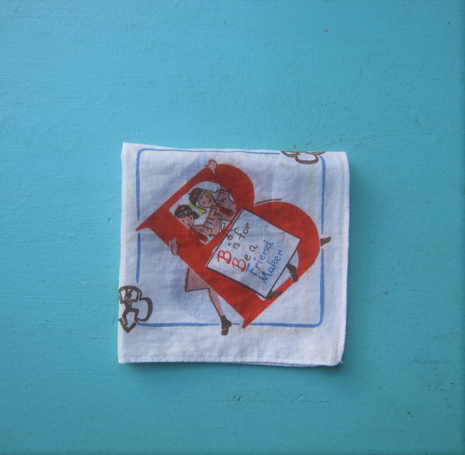 B is for Brownie MCM Brownie Scout Handkerchief Retro Girl | Etsy