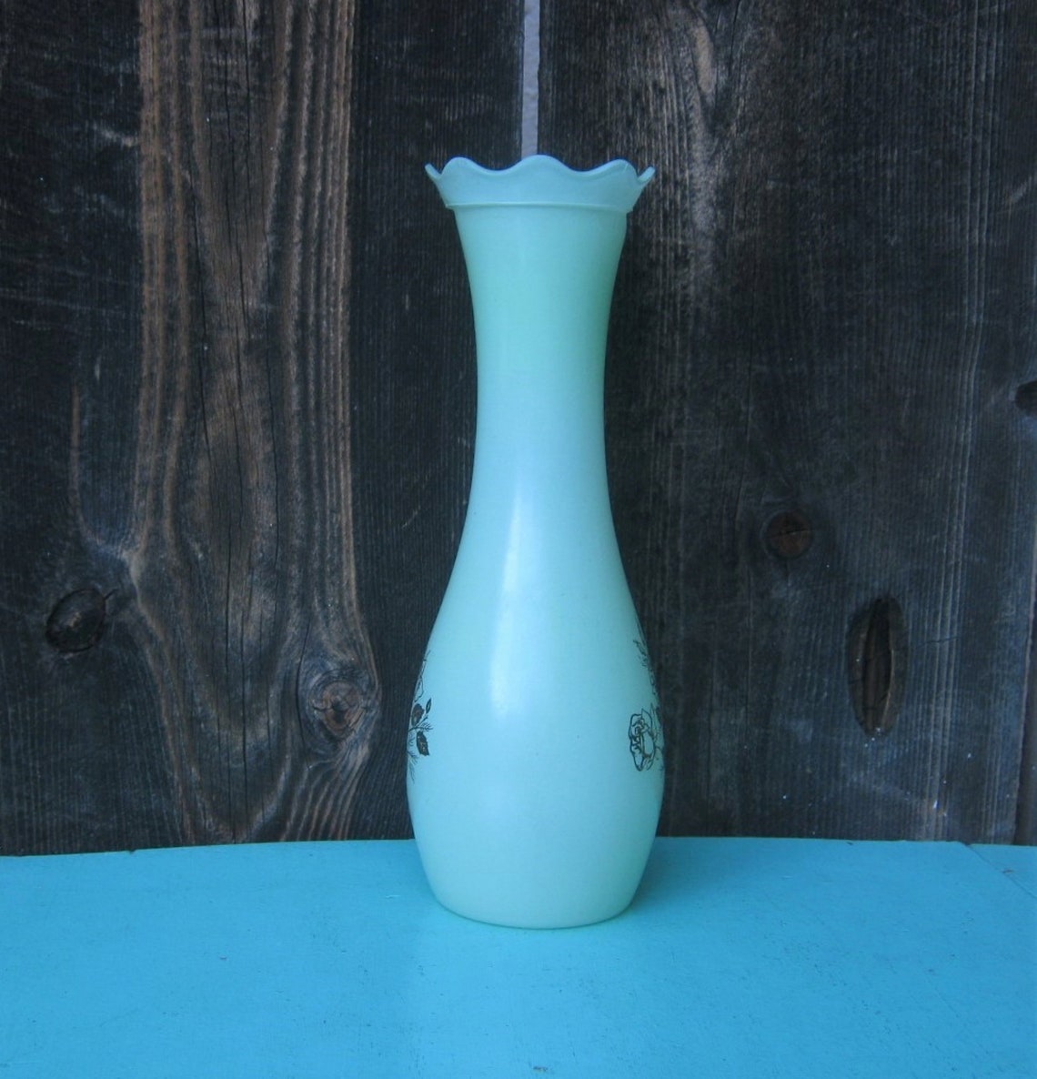 Jadeite Vase With Handpainted Gold Roses Mint Green Bud Vase - Etsy