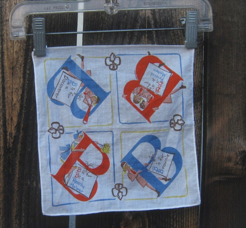 B is for Brownie MCM Brownie Scout Handkerchief Retro Girl - Etsy