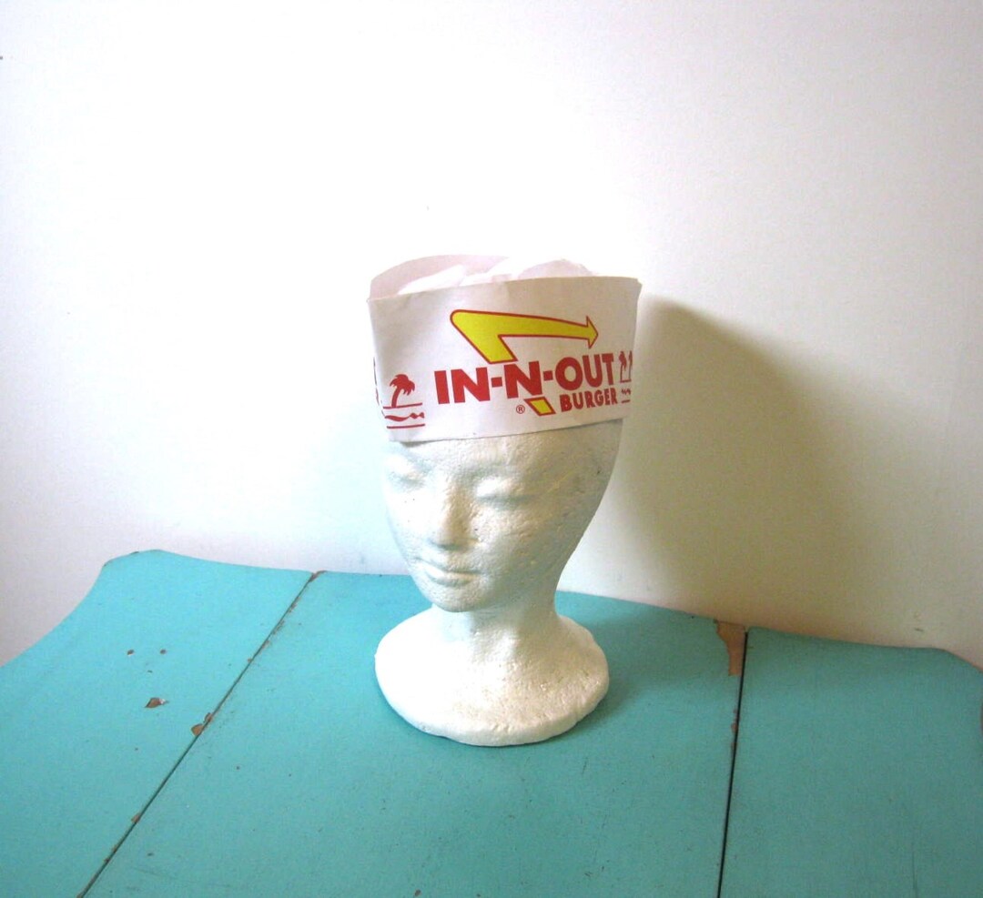 Classic Fast Food Server Hat Vintage Paper In/out Burger - Etsy