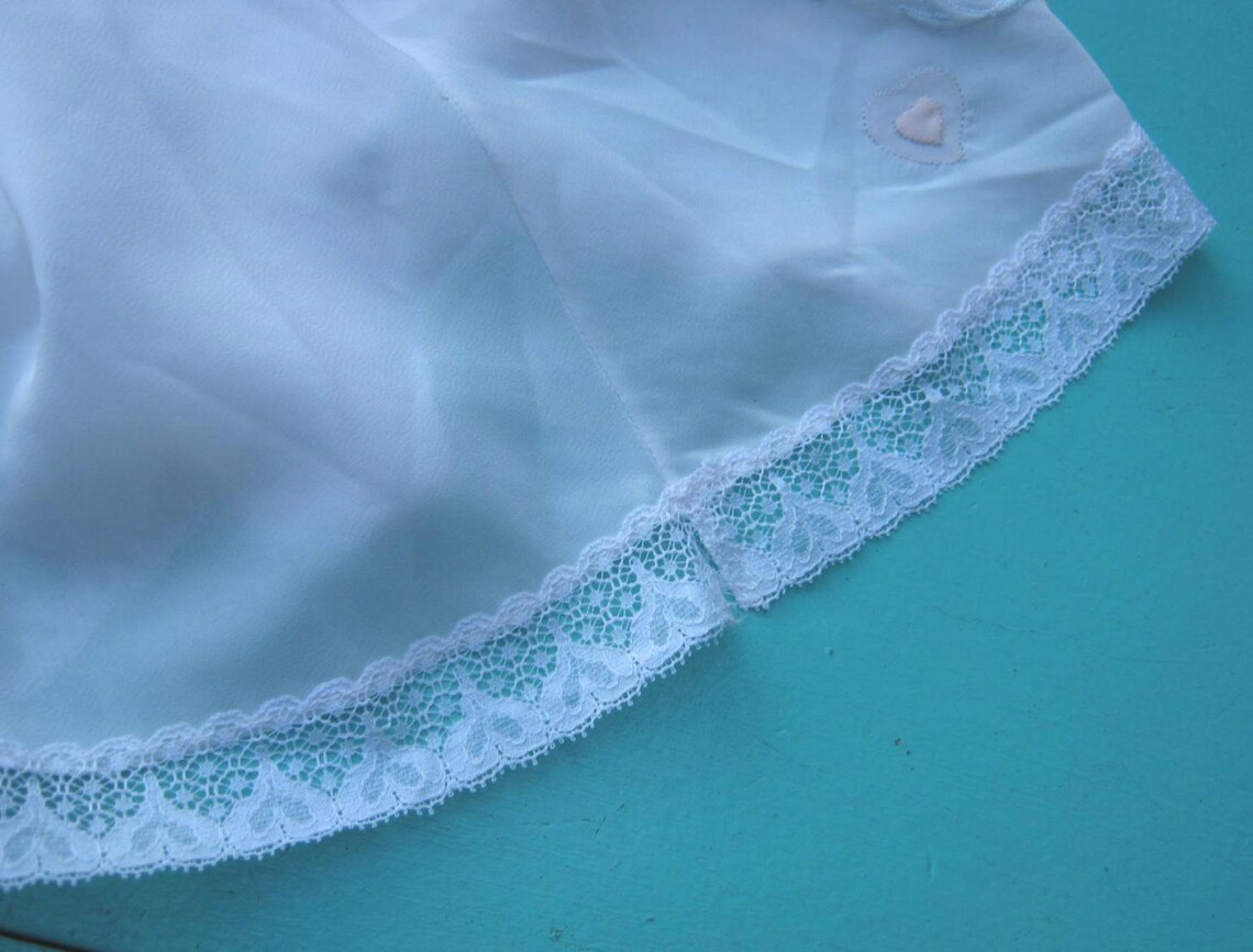 Girlish White Slip with Pastel Heart Appliques & Lace Hem | Etsy