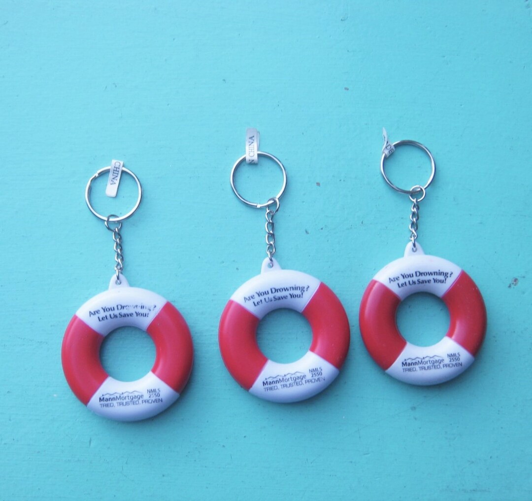 Lot of 3 Life Preserver-shaped Key Rings Figual Hard Plastic Great Gift ...