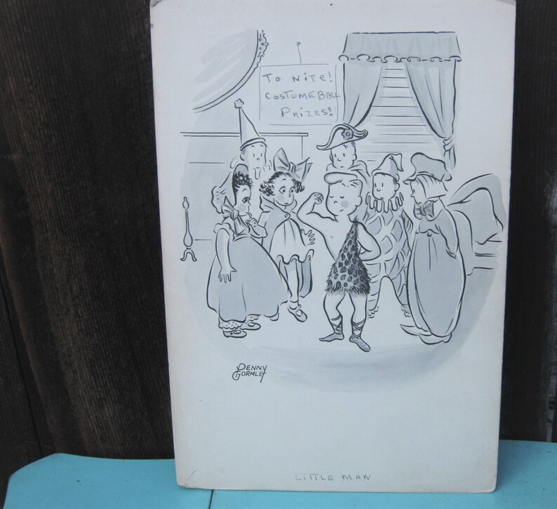 Humorous little Man Line Drawing by Unknown Artist | Etsy