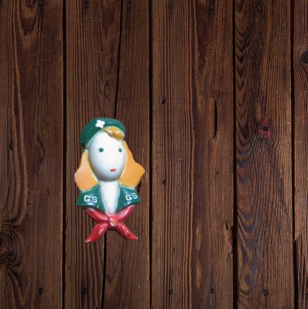 Vintage Girl Scout Face Pin Blonde Scout With Red Bow MCM Brooch ...
