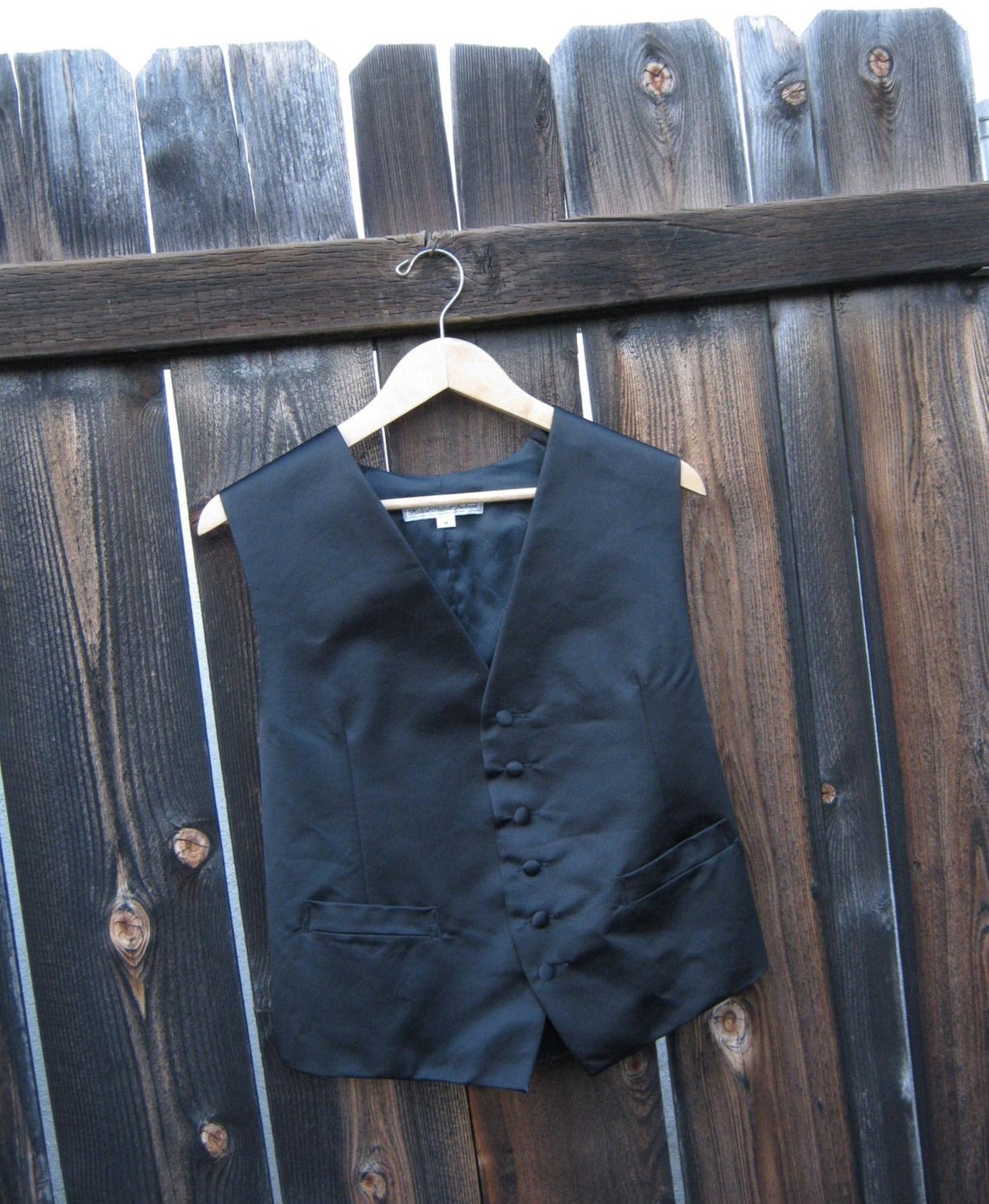 Lux Black Silk Satin Vest with Pockets & Buckle-Back Lined | Etsy