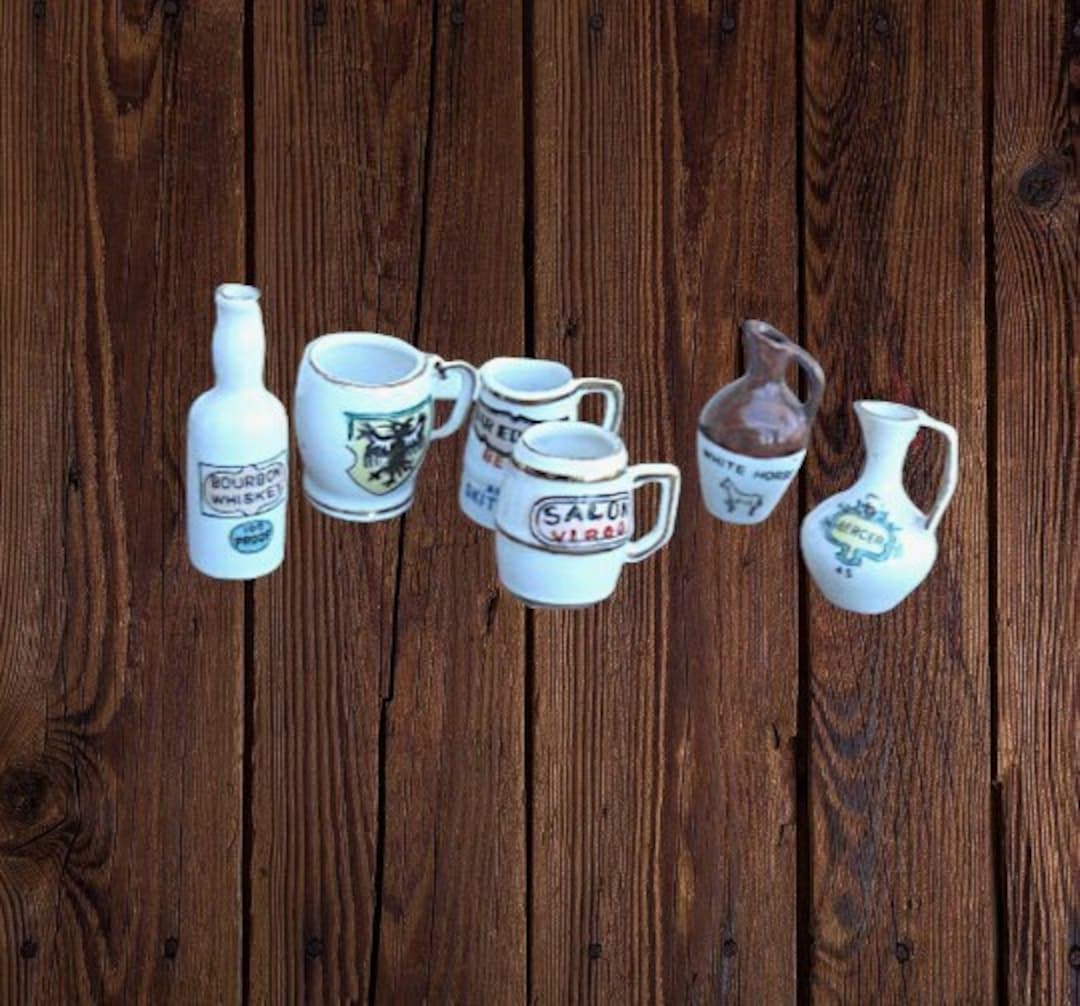6 Mini Ceramic Bar Pitchers/beer Steins/whiskey; Made-in-japan Bar ...
