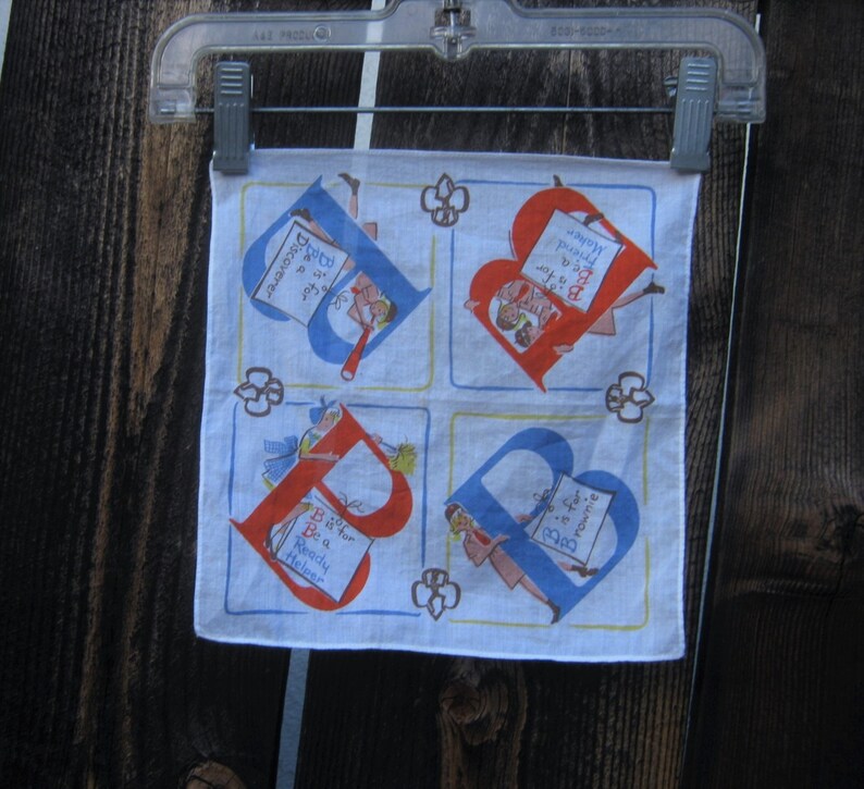 B is for Brownie MCM Brownie Scout Handkerchief Retro Girl - Etsy