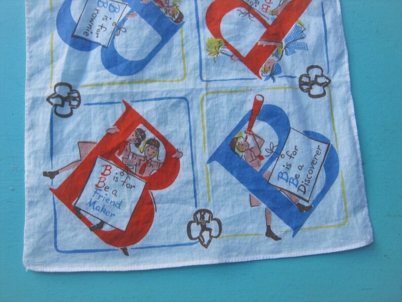 B is for Brownie MCM Brownie Scout Handkerchief Retro Girl - Etsy