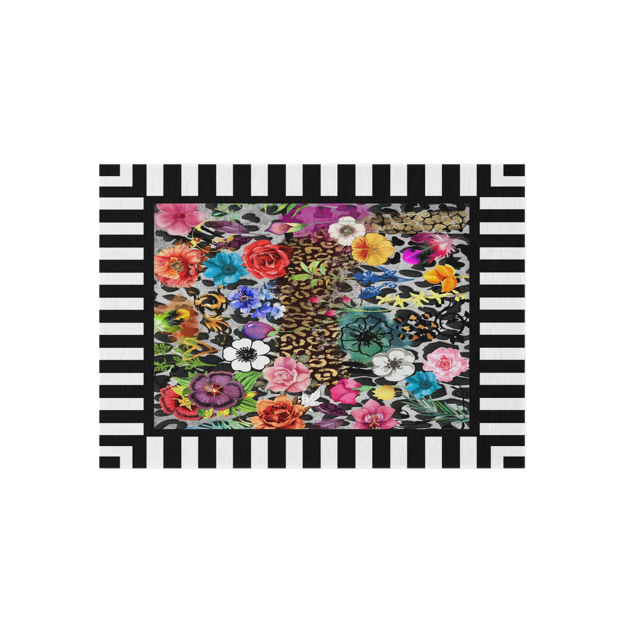 Leopard Print Spring Flower Outdoor Rug Funky Floral Outdoor - Etsy ...