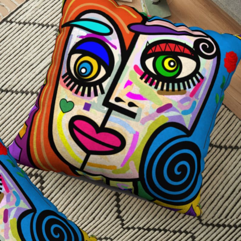 Funky Art Ladies Picasso Style Pillow Cover, Cushion Cover, Head ...