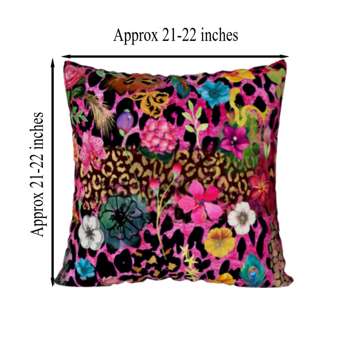 Pink Leopard Print Floral Pillow Cover Daybed Cushion Funky Home Decor ...