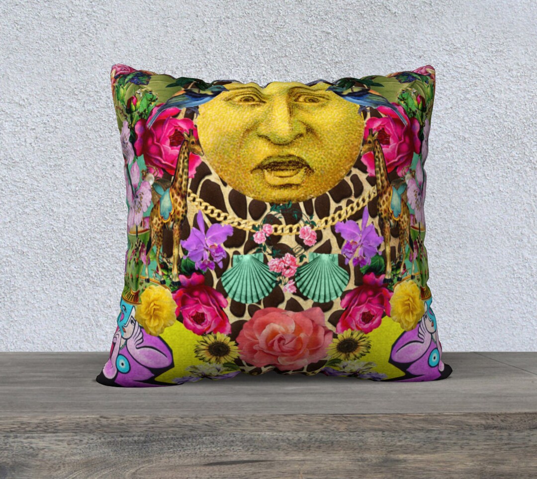 Vintage Moon Throw Pillow Cover Vintage Teacups Modern Art Accent ...