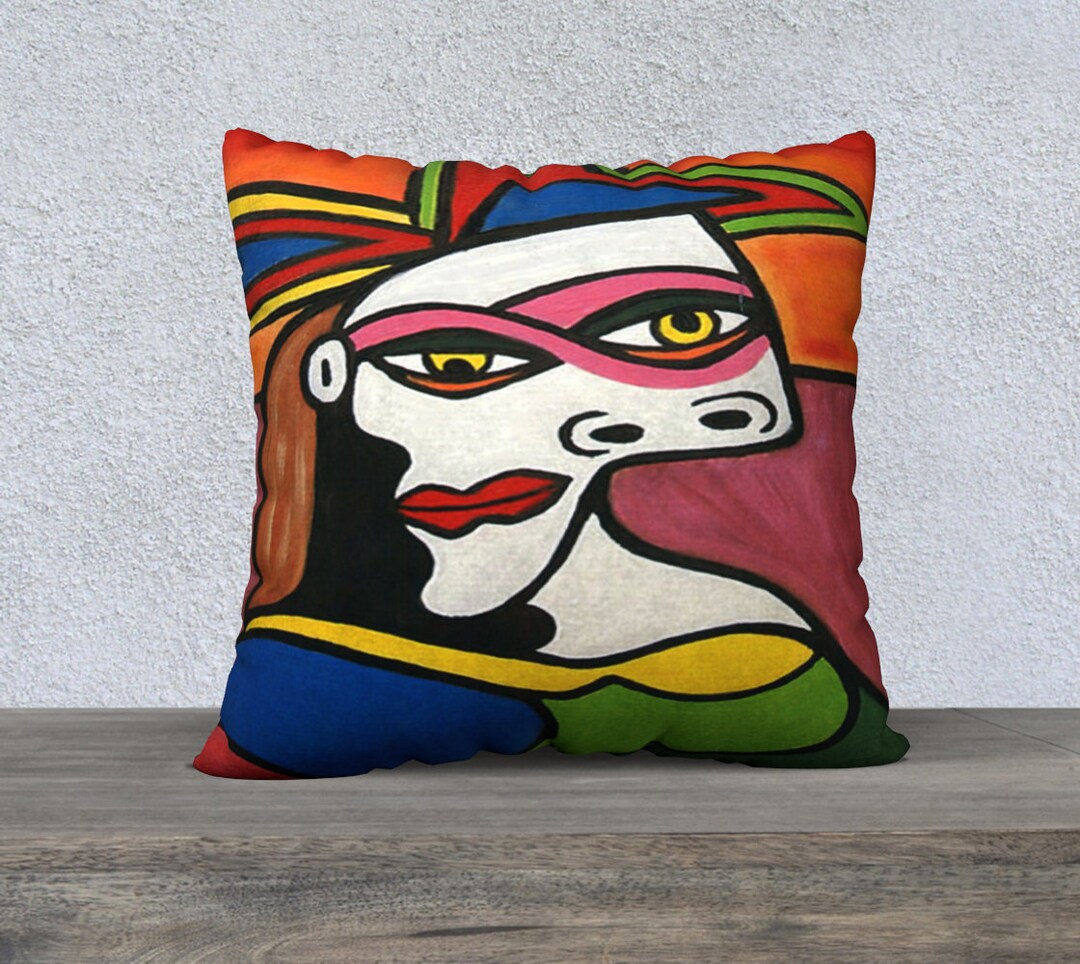 Vibrant Picasso Inspired Pillow Cover for Eclectic Home Decor Eclectic ...