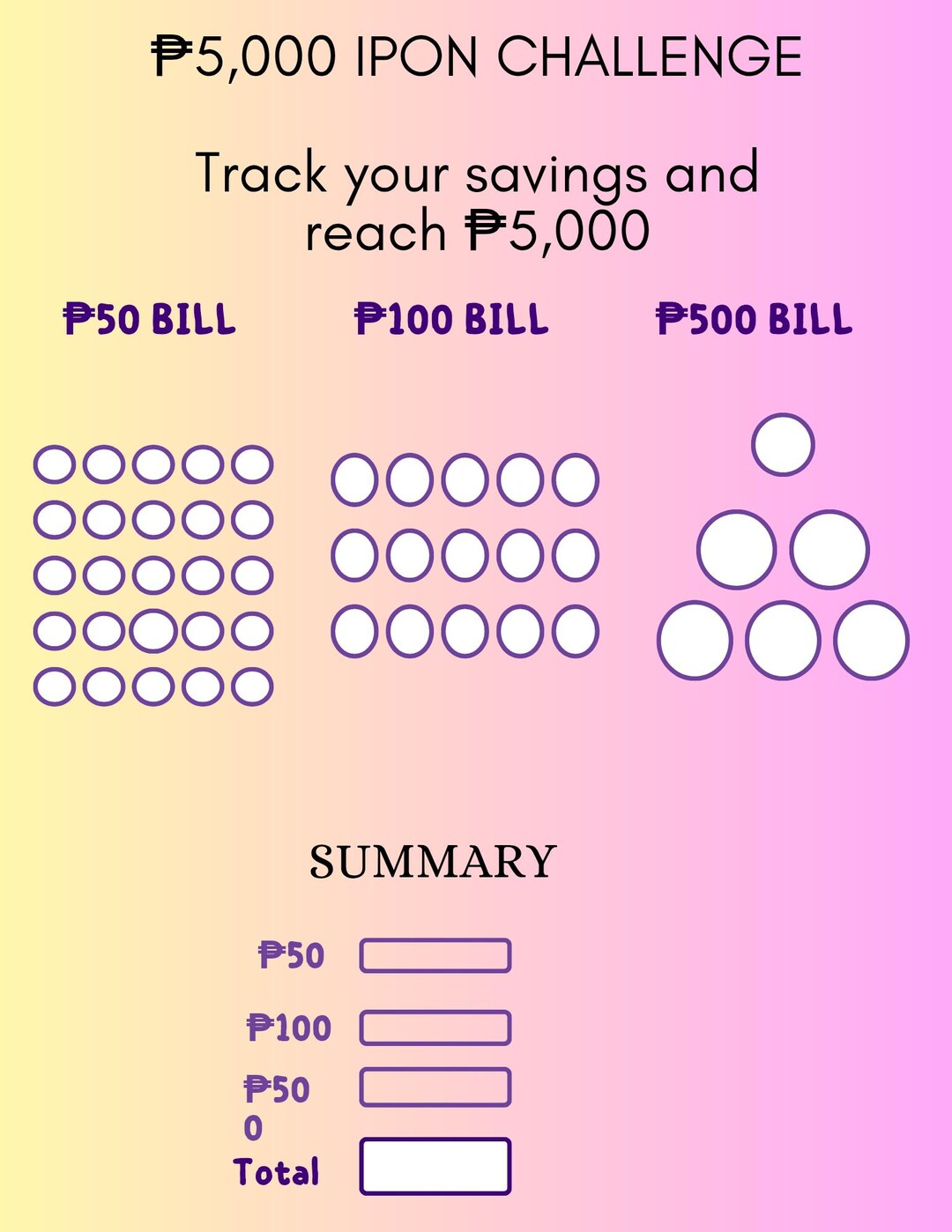 5,000 Ipon Challenge Printable | Savings Tracker PDF | Budget Planner ...