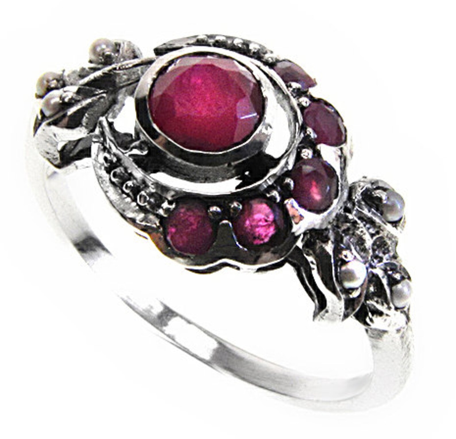 Platinum Ruby & Pearl Moon Ring PT900 Vintage Ruby Ring - Etsy