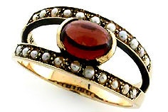 Gold Ruby Ring 9ct 9k Vintage Ruby Pearl Ring Womens - Etsy